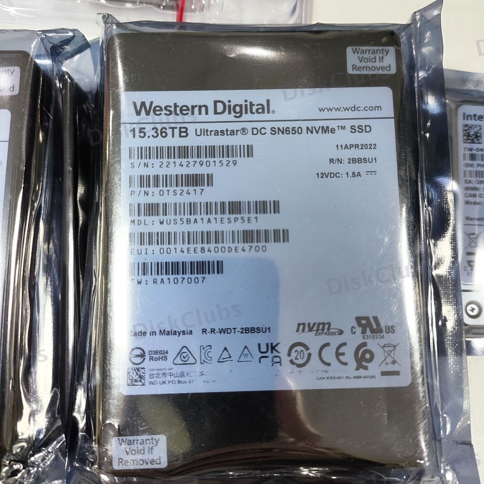 WD Ultrastar SN650 15.36TB U.3 PCIe 4.0 NVMe WUS5BA1A1ESP5E1 SSD 93% ...
