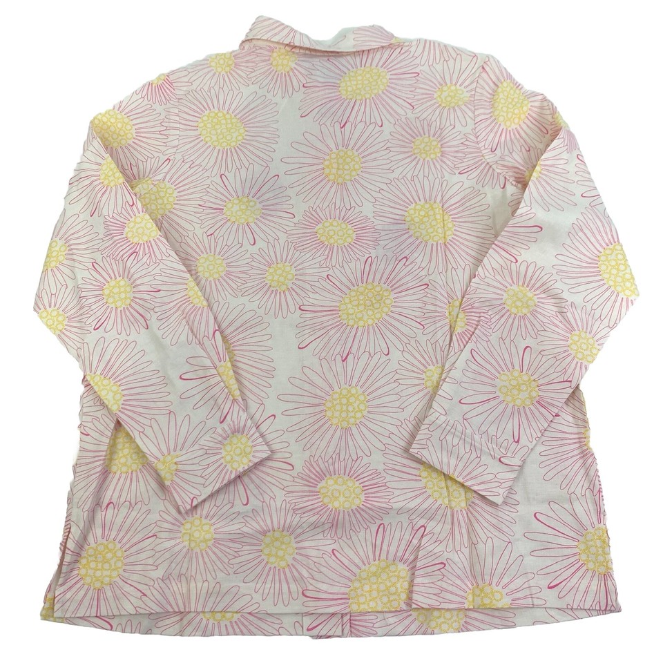 Susan Graver Style Floral Daisy Linen Button Blouse Top Women’s Size ...