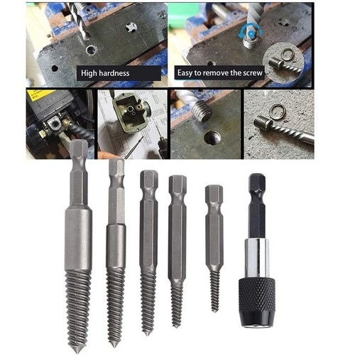 6Pcs Stud Screw Extractor Remover 1/4 Inch Hex Shank Damaged Bolt Easy ...