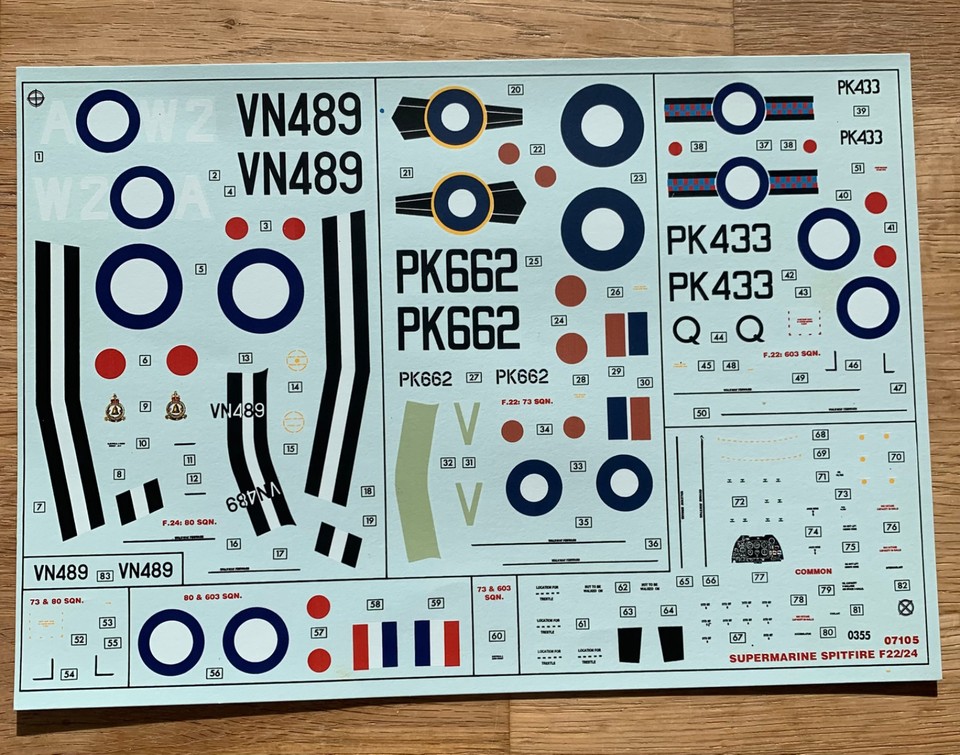 1:48 Airfix Supermarine Spitfire F22/24 Aircraft Model Kit Plus Extras ...