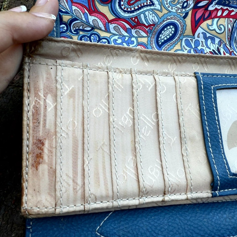 Tignanello Wallet Women's Blue Leather Card Holder Snap Tri-Fold Flap ...