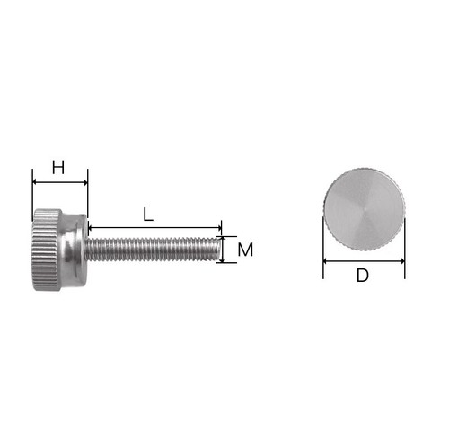 M4 Stainless Steel Knurled Thumb Screw Hand Grip Knob Screw Straight ...
