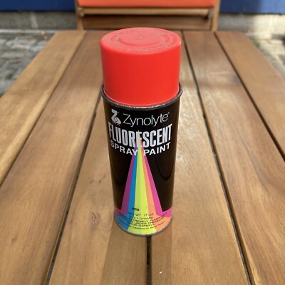 VTG Paper Label SUPER FLAT ZYNOLYTE SPRAY PAINT CAN, FLUORESCENT RED ...