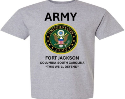 FORT JACKSON* COLUMBIA-SOUTH CAROLINA*SHIRT W/EMBLEM*ARMY OFFICIALLY ...
