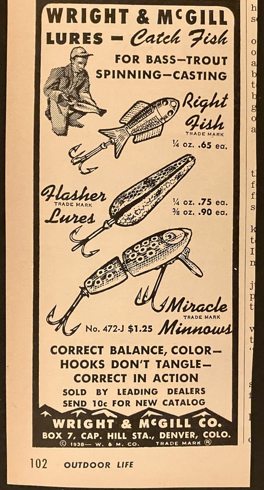 Vintage Wright & McGill Fishing Lure Ad 1956 Outdoor Life | eBay