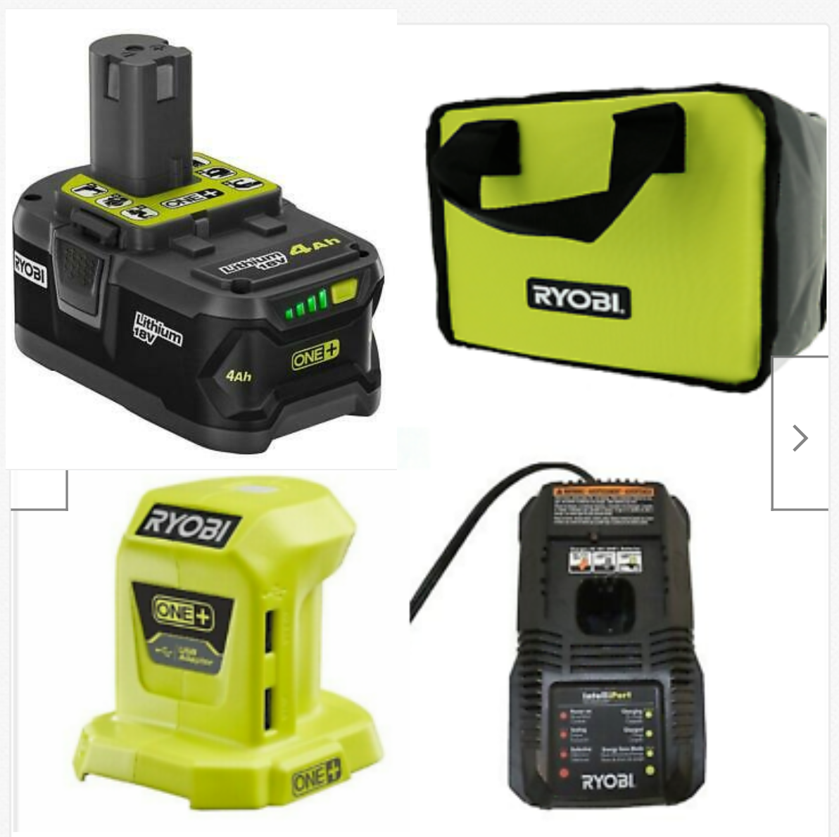 RYOBI USB ADAPTER PORTABLE POWER SOURCE 2 USB OUTLET W/BATTERY,CHARGER ...