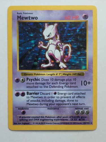 Pokémon TCG Mewtwo Base Set 10/102 Holo Shadowless Holo Rare VINTAGE | eBay