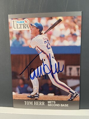 Tom Herr autographed baseball card (New York Mets) 1991 Fleer Ultra ...