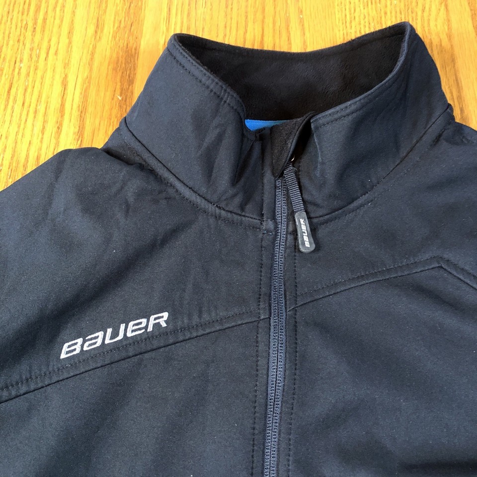 Bauer Hockey Jacket Mens Large Black Full Zip Fleece Lined Softshell ...