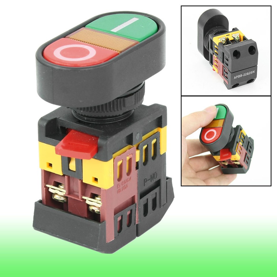 ON-OFF START STOP Push Button w Light Indicator Momentary Switch AC ...