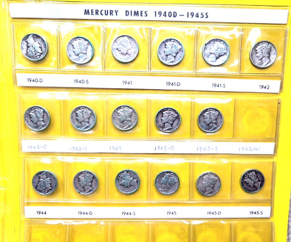 Complete Set Mercury Dimes 1916-1945 75 Coins Missing 2 Incl. 1916D ...