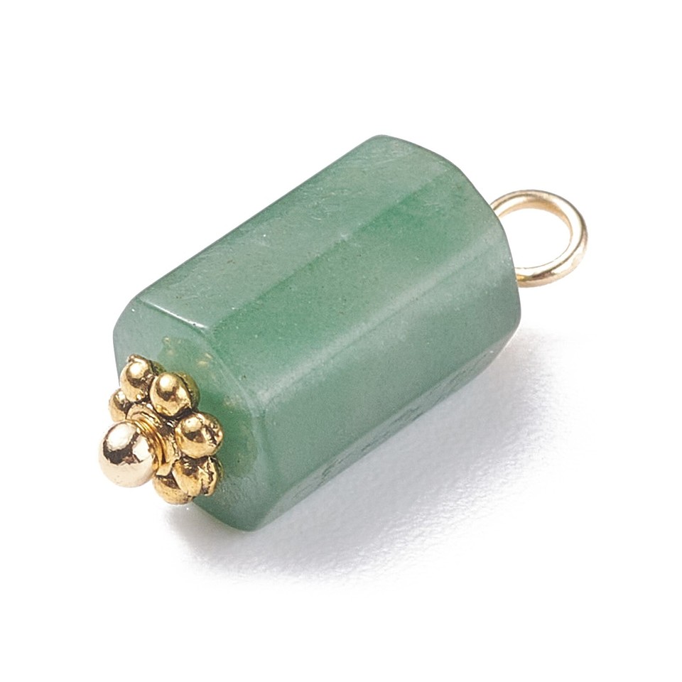 30Pcs Faceted Column Natural Emerald Pendants Charms For Jewelry Making ...