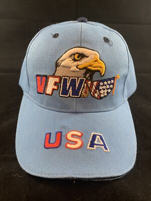 Blue VFW Eagle Head Baseball Hat USA Flag Raised Embroidery | eBay