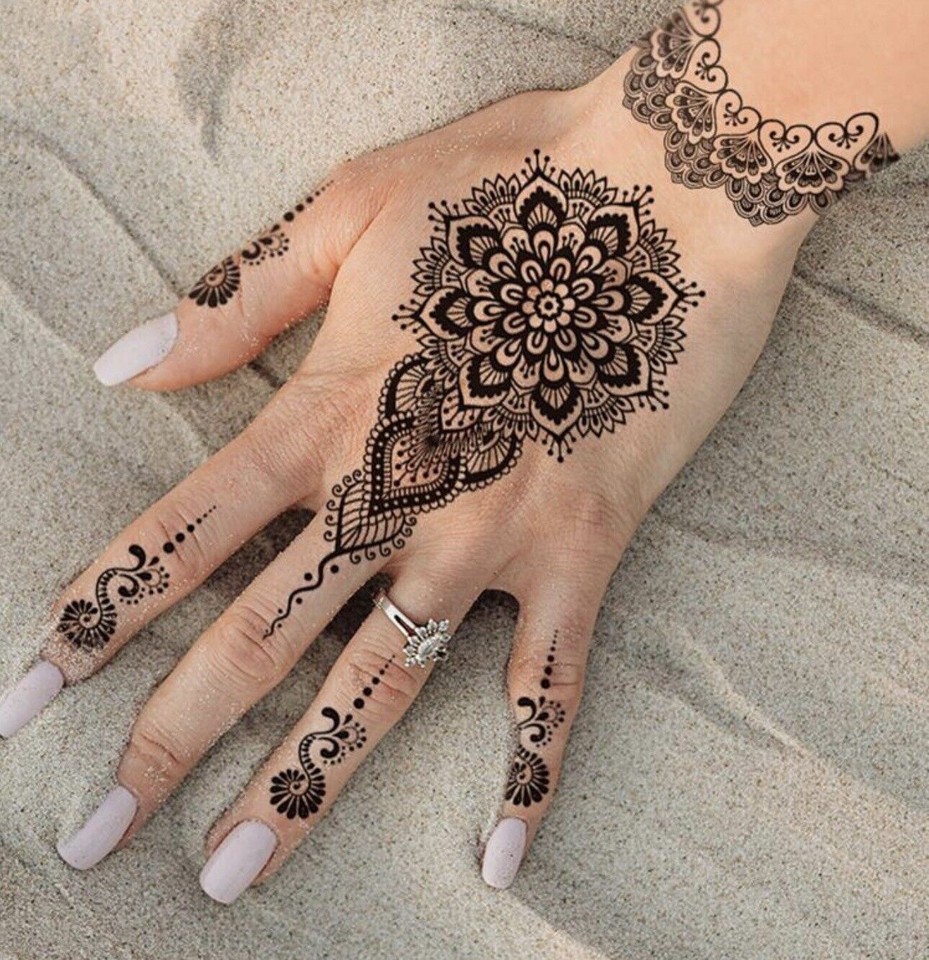 Lace transfer NEW Red henna Hand Arm Tattoo Mehandi Sticker Art ...