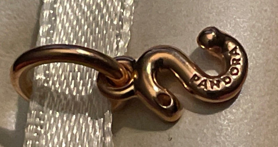 New PANDORA 14K Rose Gold Plated Letter S Script Alphabet Dangle Charm ...