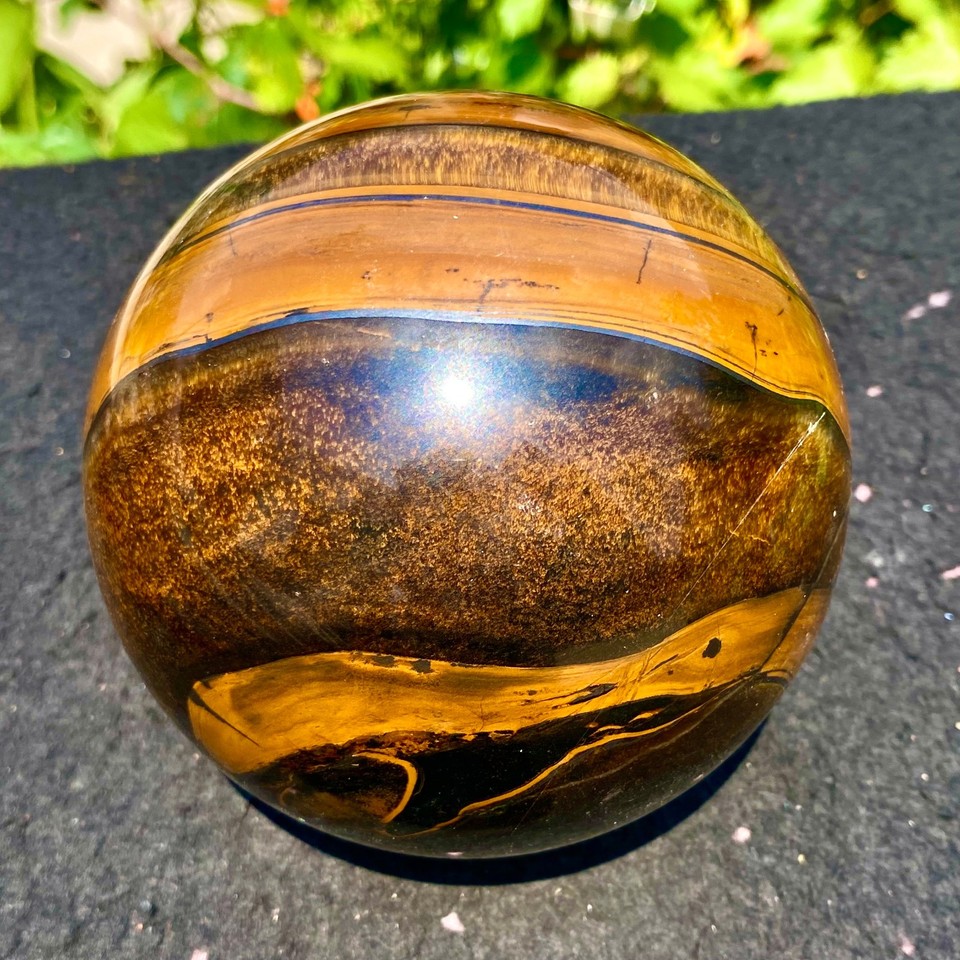 3.79LB Natural Large Gold Tiger’s Eye Stone Quartz Crystal Sphere ...
