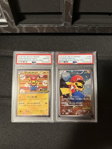 2016 Pokemon JPN XY Promo Mario Pikachu Holo #293 #294 Sequential Set ...