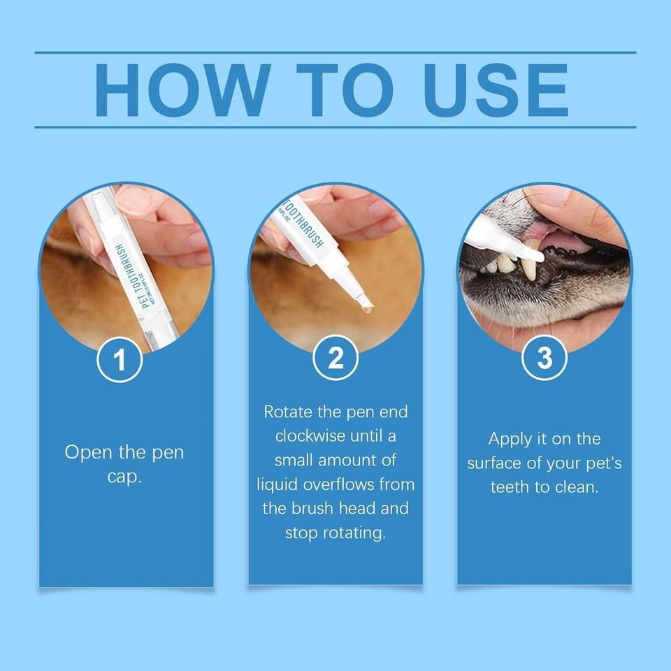 Pet Toothbrush Pen,Dog/Cat Teeth Cleaning Pen,Pet Tartar Remover for ...