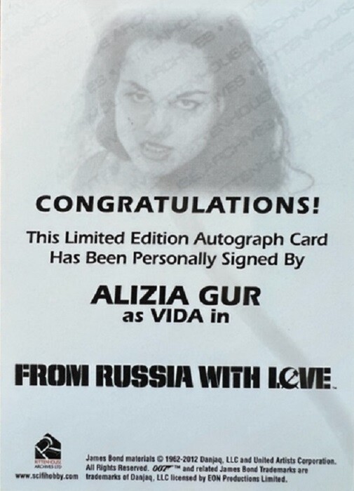 Alizia Gur Autograph From Russia With Love, James Bond Autographs ...