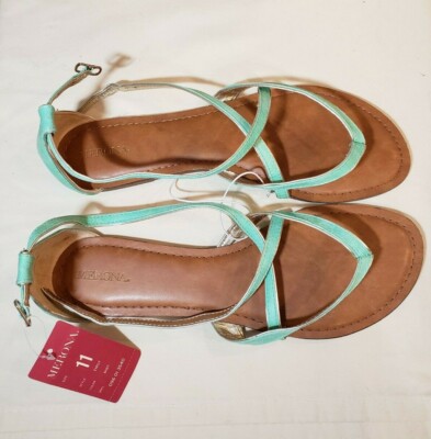 MERONA Sandals Women 11 Brown Mint Thong Toe Strappy Shoes Casual-NEW ...