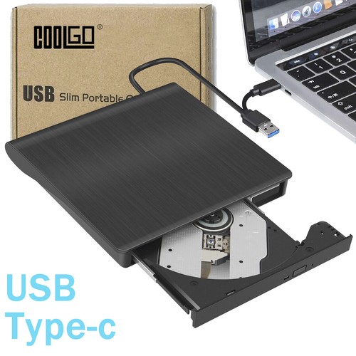 Slim External CD DVD RW Drive USB+Type-C Writer Burner Recorder For ...