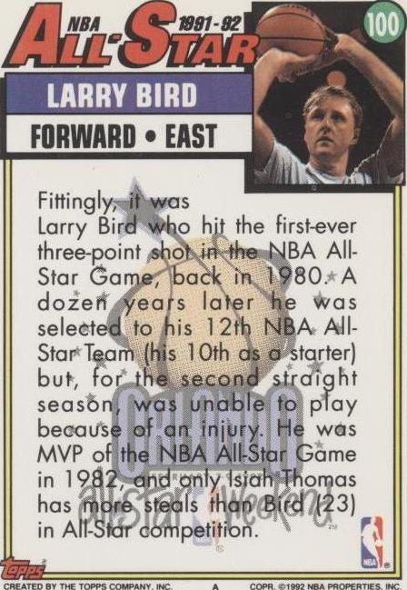 1992-93 Topps - Larry Bird #100 for sale | eBay