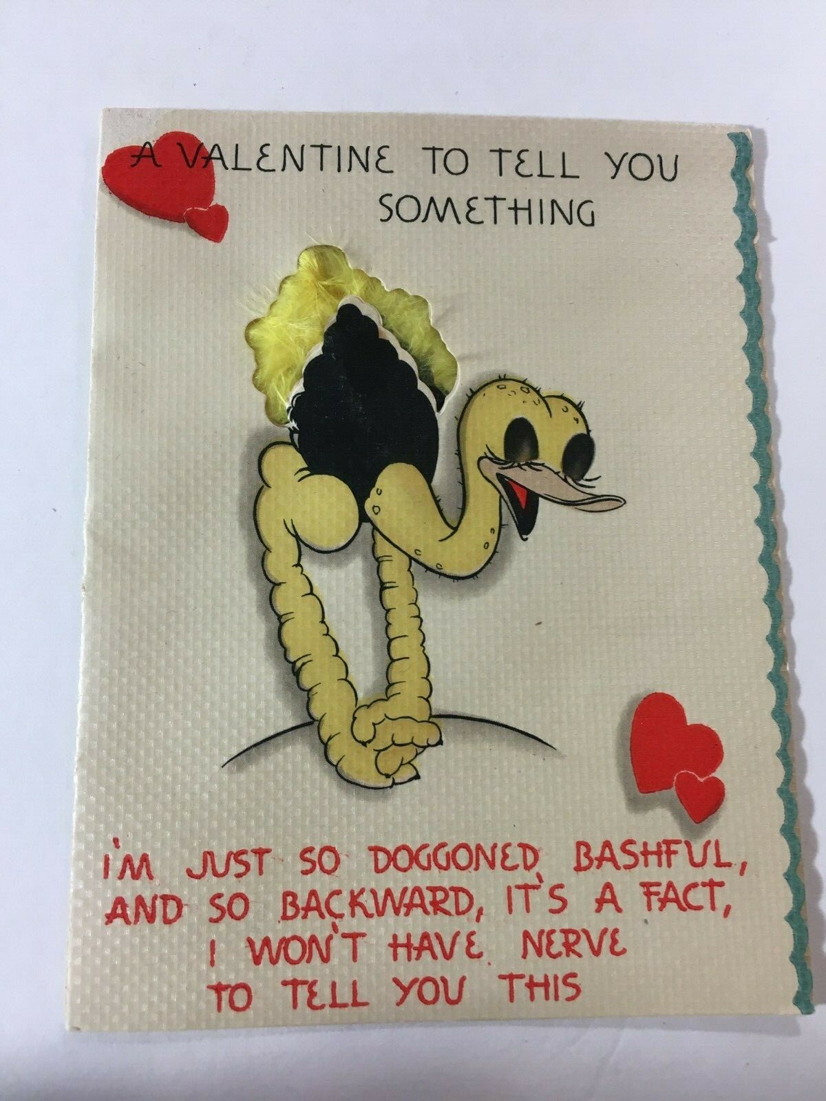 Vintage 1940 Valentines Card Bashful Duck 4" X 4" Great Art !! V1 | eBay