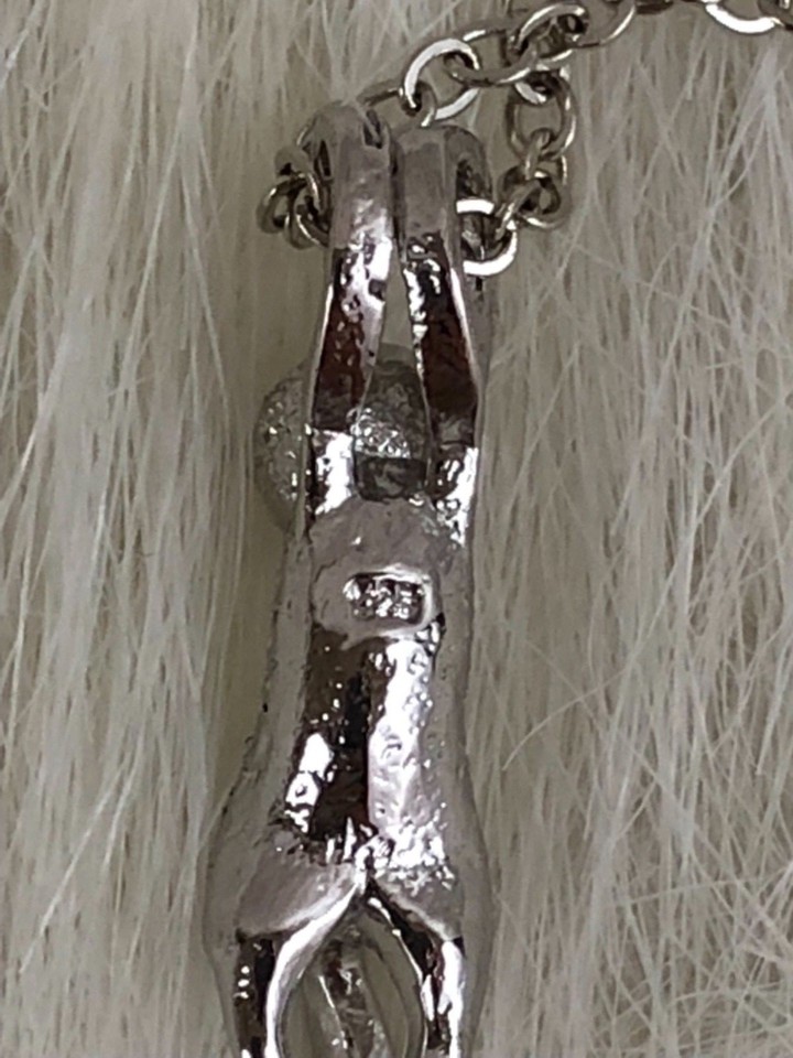 Cat Kitten Hanging Off Sterling Silver Chain Necklace Gift Collectible ...