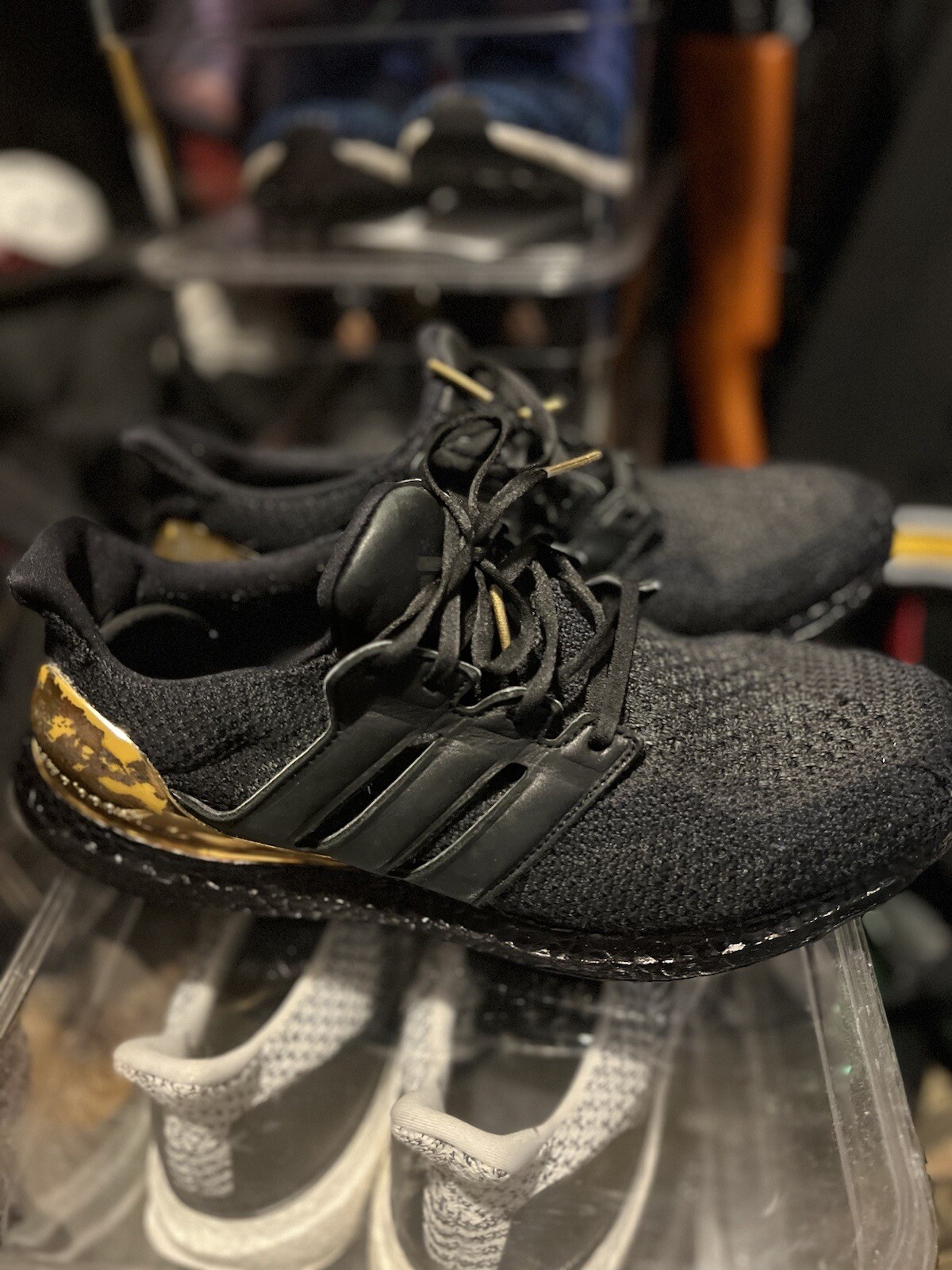 Adidas miadidas ultra boost custom Black Gold Size 11.5 Ultraboost | eBay