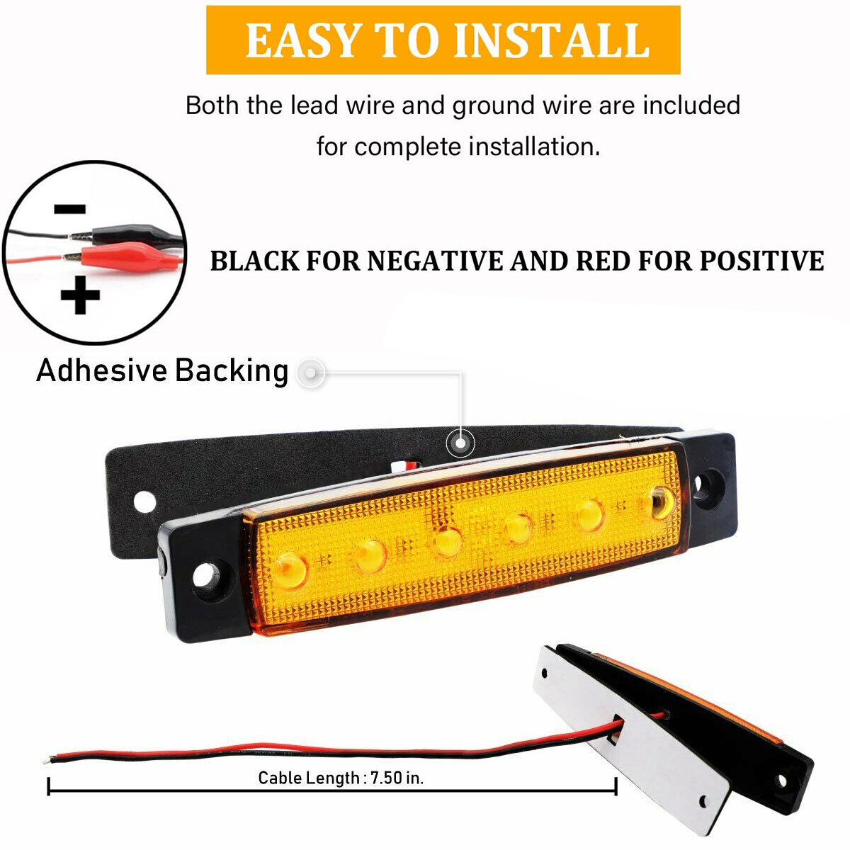 10x 4" Amber 12V Sealed Utility Strip Bar Courtesy Lights 6 LED RV ...