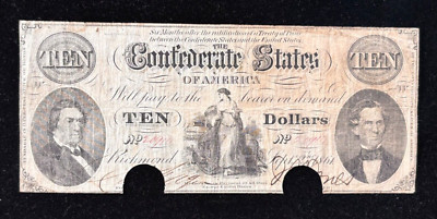 T-25 1861 $10 CONFEDERATE CURRENCY Civil War Banknote | eBay