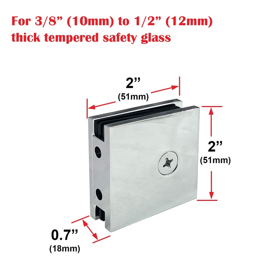 Solid Brass Square Notch-in-Glass Fixed Panel Wall Mount Glass Clamp | eBay