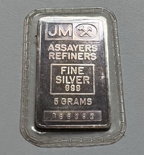 Johnson Matthey Rare 5 gram 999 Silver Bar - Type 2 BOLD Font 5K Mtg ...