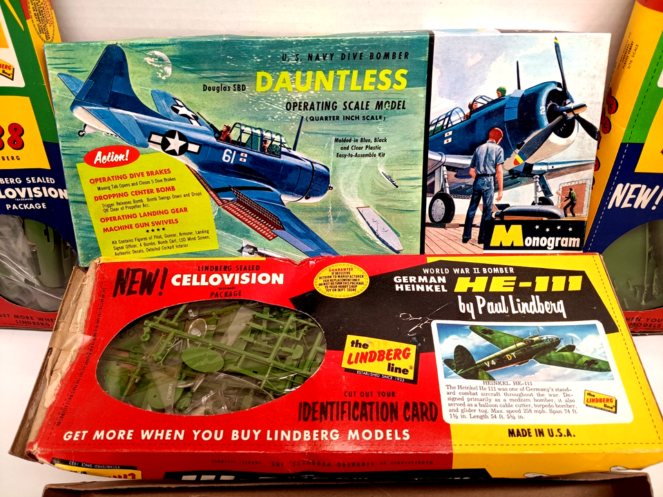 Vintage LINDBERG MONOGRAM Model Air Planes Military LOT OF 5 BOXES ...