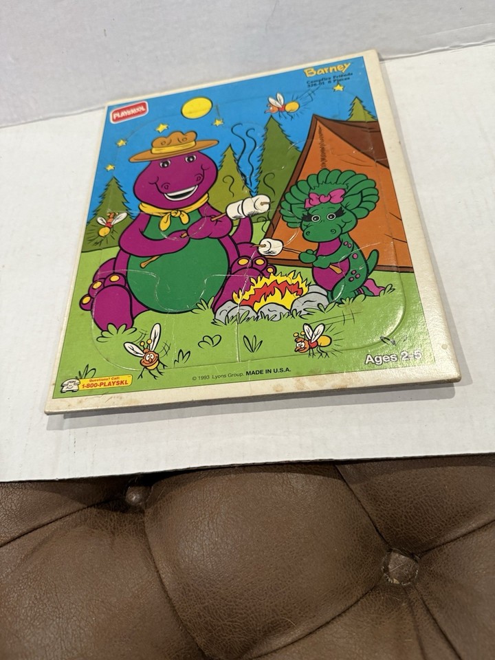 Barney Puzzle Dinosaur Camping Baby Bop Campfire Friends Vintage 1993 ...