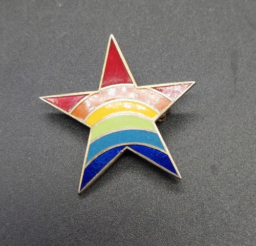 VTG Rainbow Star Lapel Hat Pin Signed Brooch Love Joy Pride Pinnacle ...