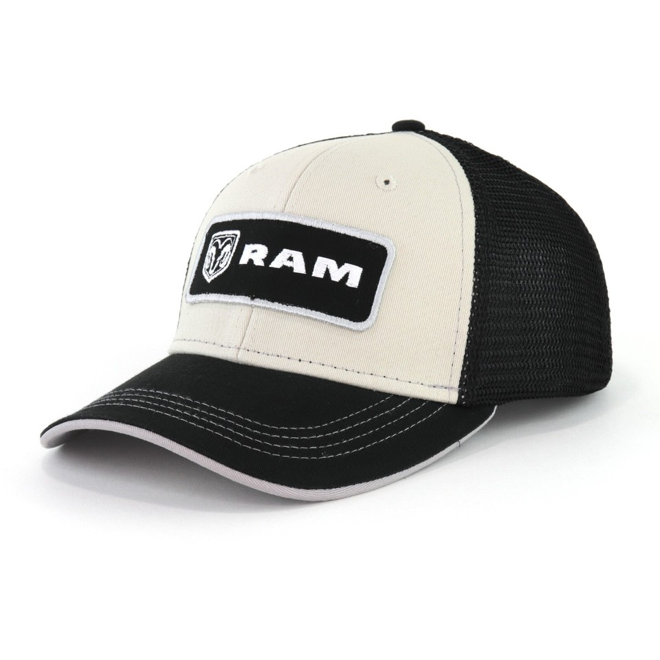 Dodge Ram Truck Retro Logo Tan Black Mesh Snapback Trucker Hat Baseball ...