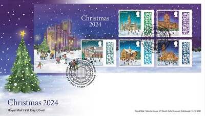 GB 2024 CHRISTMAS FIRST DAY COVER Mini Sheet TH postmark, issue date 05 ...