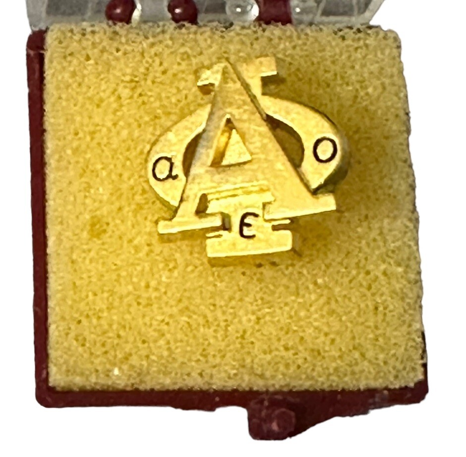 Vintage Alpha Phi Sorority Sister Pin Gold AOE 1991 Greek Engraved ...