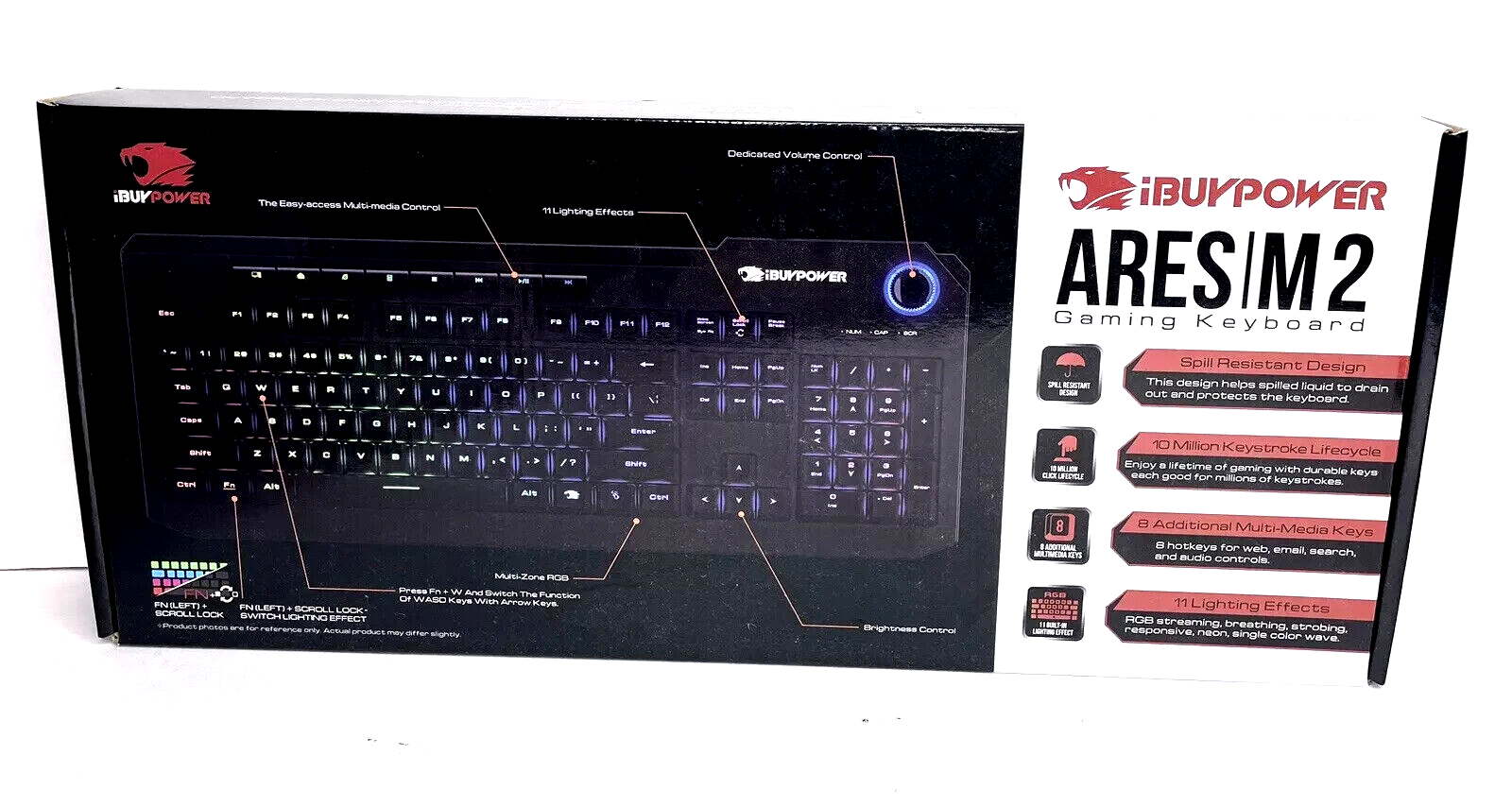 Brand New iBuyPower Ares M2 Wired Gaming Keyboard RGB Lighting Spill ...
