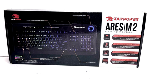 Brand New iBuyPower Ares M2 Wired Gaming Keyboard RGB Lighting Spill ...
