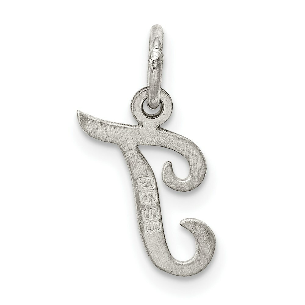 Sterling Silver Small Script Letter T Initial Charm Pendant 0.63" | eBay
