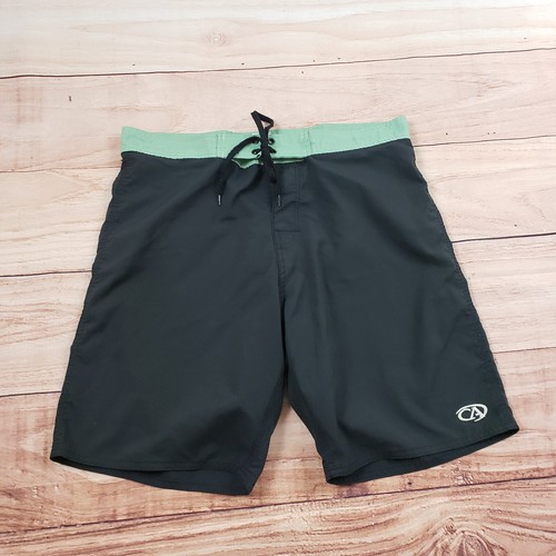 VINTAGE USA Swim Trunks Mens 33 Black Green Surf Surfing California ...