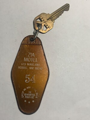 Zia Motel Hotel Room Key Fob with Key Hobbs New Mexico #54 RARE | eBay