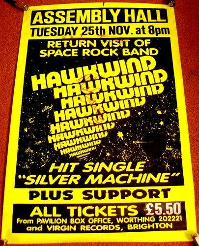 HAWKWIND AUTOGRAPHED CONCERT POSTER TUE 25th NOV 1986 WORTHING ASSEMBLY ...
