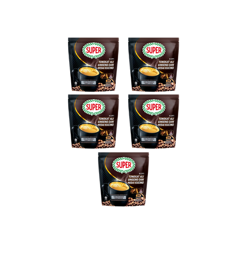 5 x 28g 20 sachet Packs Super Power 6 in 1 Instant Coffee 6in1 TA with ...