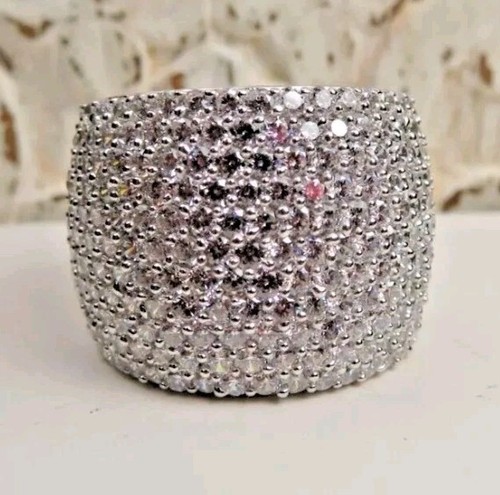 SPARKLING BELLA LUCE CZ PAVE STERLING SILVER WIDE BAND SZ 7 | eBay