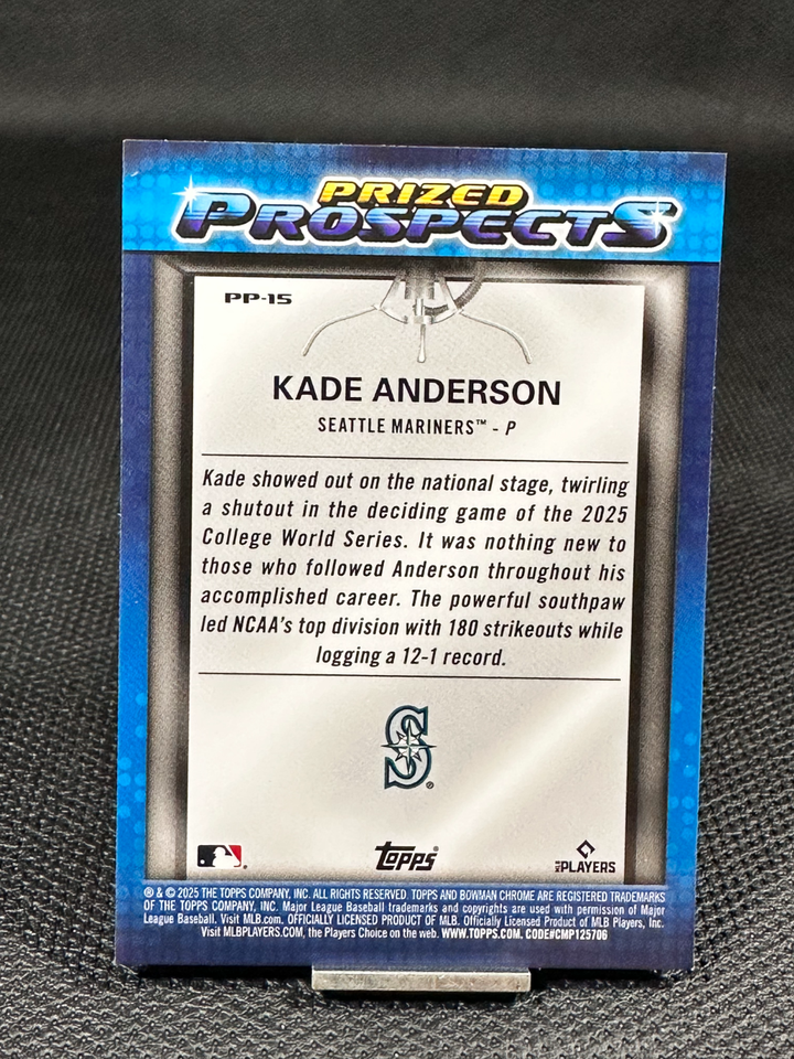 2025 Bowman Draft Chrome KADE ANDERSON Prized Prospects #PP-15 | eBay