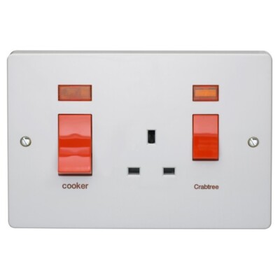 Crabtree 4520/31 Cooker Control Unit with Socket + Neons 45A (LARGER ...