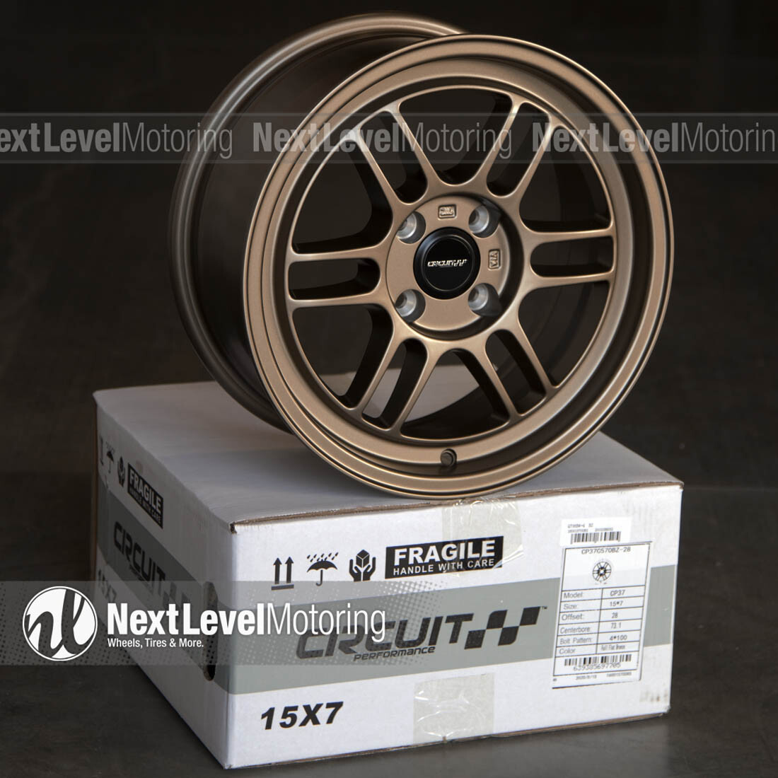 Circuit CP37 15x7 4-100 +28 Flat Bronze Wheels RPF1 Style Fits Honda ...
